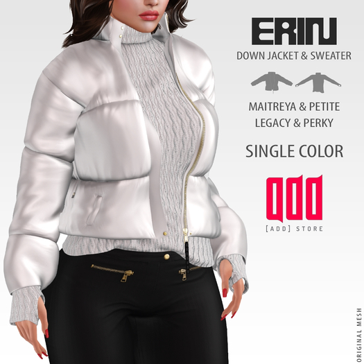 Second Life Marketplace - [ADD] Erin Down Jacket & Sweater - WhiteC